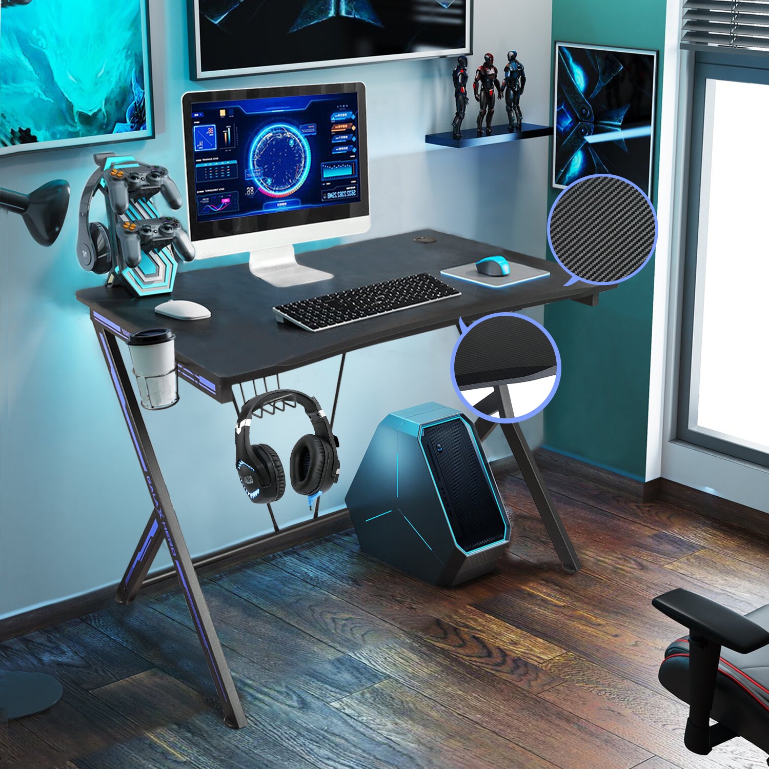 45.3" Metal Frame Gaming Desk with Storage – Ultimate Setup for Gamers